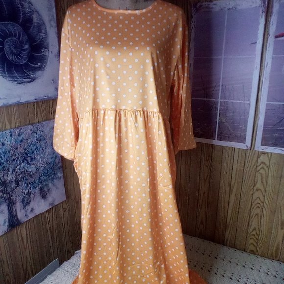 Dresses | Orange And White Poke A Dotted Maxi Dress | Poshmark
